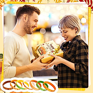 JUNEBRUSHS 42pcs Thanksgiving Party Favors Silicone Bracelets Rubber Wristbands Accessories for Autumn Thanksgiving Kids Adults Party Decorations Stuffers Filler Gift Supplies(7 Designs)