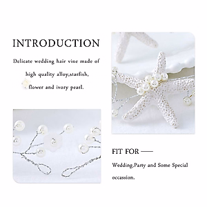 CASDRE Starfish Bride Wedding Hair Vine Pearl Bridal Headpiece Beach Wedding Hair Accessories for Women and Girls(A Silver)