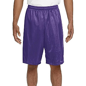 Hat and Beyond Mens Lightweight Basic Mesh Solid Basketball Jersey Workout Fitness Gym Shorts (X-Large, 1ihb01_Purple)