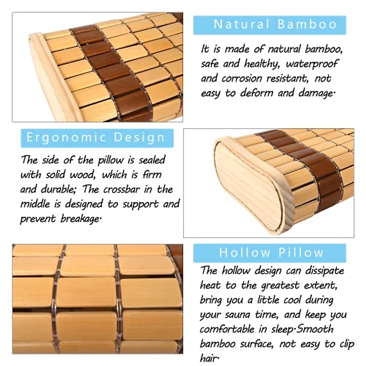 ikare Wooden Sauna Pillow - Bamboo Sauna Neck Rest, Sauna Accessories Headrest for Relaxing Home Gym Saunas Spa Spas Steam Rooms