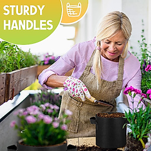 Nuanchu 60 Packs 2 Gallon Grow Bags Bulk Aeration Fabric Pot with Handles Thickened Nonwoven Garden Bags to Healthy Root Growth Vegetables Heavy Duty Grow Pots Planting Bag Planter for Flower Fruits