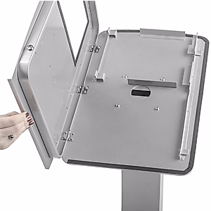 Displays2go iPad Lectern Stand for Floor, Hinged Enclosure Fits iPad Generations 2-4 and Air, Aluminum & Steel (Silver Steel)