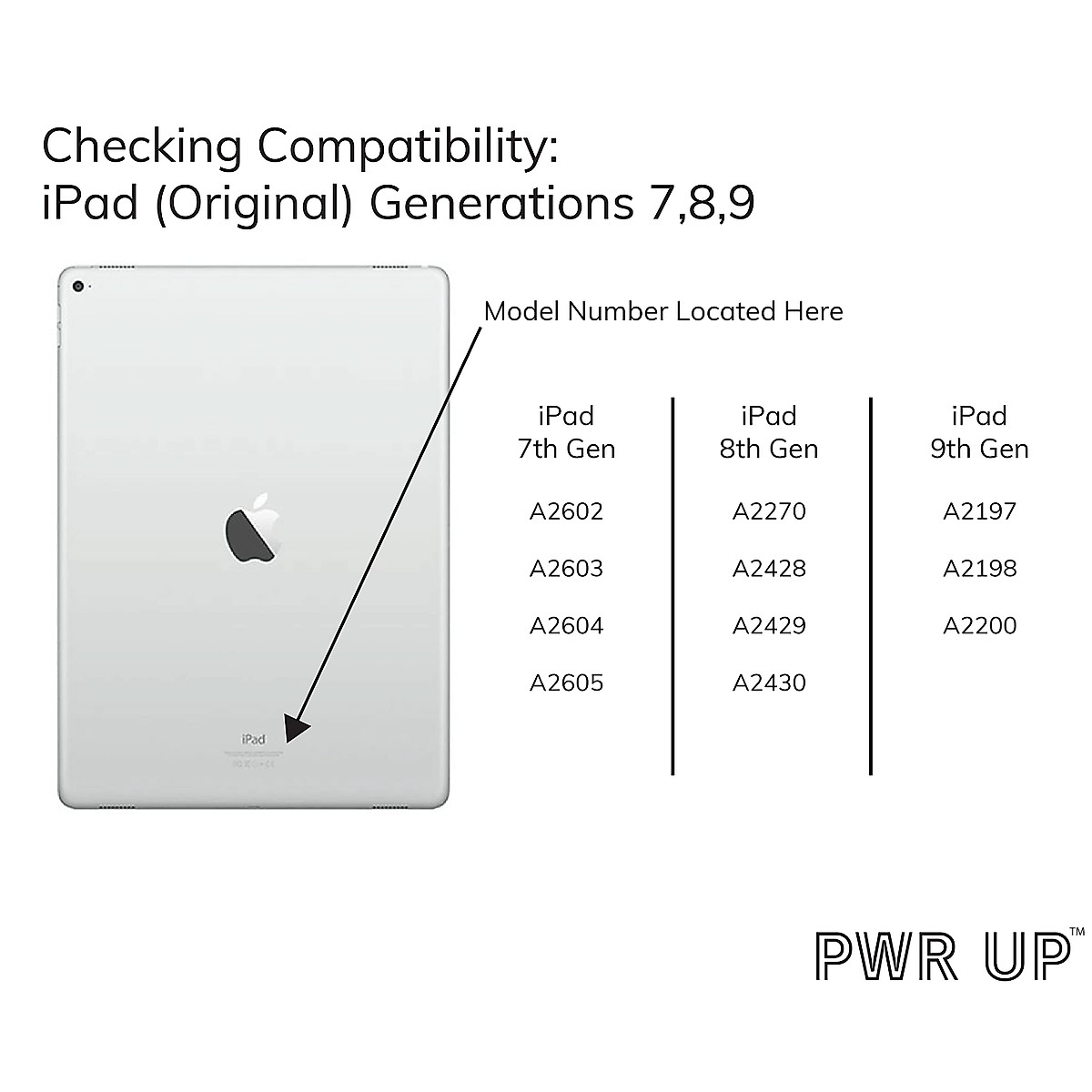 PWR UP iPad 10.2 inch Case (Works with iPad 9th Gen/8th Gen/ 7th Gen [2021/2020/2019]), Slim-line Hard Shell Protective Folio Case with Smart Wake/Sleep Cover and Stand Cover | Sleek Matte Black Color