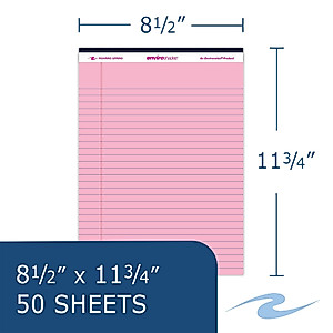 ROARING SPRING Enviroshades Recycled Legal Pads, 3 Pack, 8.5" x 11.75" 50 Sheets, Pink