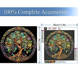 JFYHAB DIY 5D Diamond Painting Kits for Adults Diamond Art Tree of Life Diamond Painting Full Drill Crystal Rhinestone Embroidery Craft Kits for Home Wall Decor Gifts, 12x12inch
