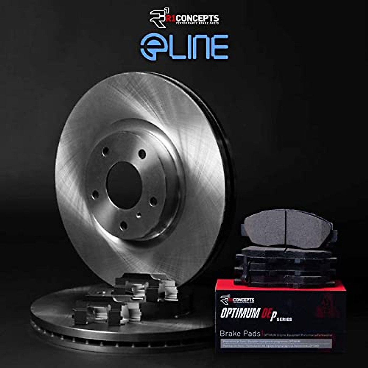 R1 Concepts Front Brakes and Rotors Kit |Front Brake Pads| Brake Rotors and Pads| Optimum OEp Brake Pads and Rotors |Hardware Kit|fits 2012-2022 Ford F-250 Super Duty, F-350 Super Duty