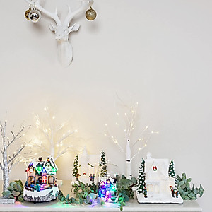 Lights4fun, Inc. Set of 5 Christmas Village Scene Battery Operated LED Light Up Holiday Decoration