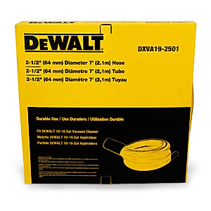 DEWALT DXVA19-2501 Durable Vacuum Hose, Compatible With DXV12P DXV14P DXV16P DXV16PA DXV16S, Yellow