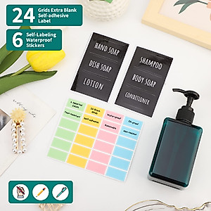 Segbeauty Refillable Soap Dispenser, 4 Pack 6.8oz Plastic Square Press Pump Bottles, 200ml Empty Travel Containers Lotion Cosmetic Bottle Set for Hand Wash Shampoo Conditioner Shower Gel Essential Oil