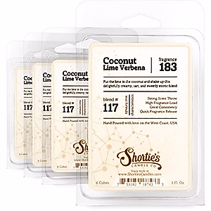 Shortie's Candle Company Coconut Lime Verbena Wax Melts Bulk Pack - Formula 117-4 Highly Scented Bars - Made with Natural Oils - Fruit & Berry Air Freshener Cubes Collection