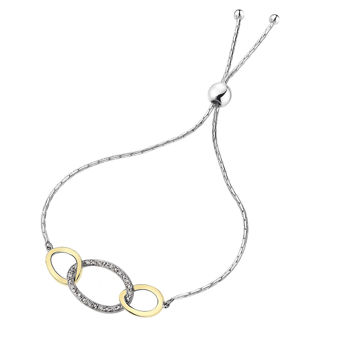 Vir Jewels 1/10 cttw Diamond Bolo Bracelet Yellow Gold Plated over Sterling Silver Circles