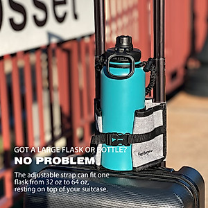 Perilogics Luggage Travel Cup Holder Attachment for Suitcase Drink, Coffee Mug, Bottle Caddy. Traveler Carry on Hands Free Accessory. Ideal for Frequent Travelers or Flight Attendants Gift.