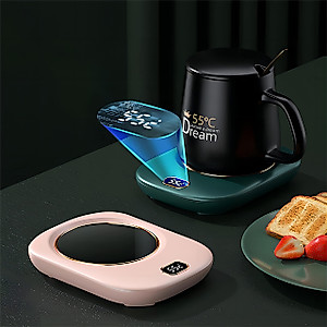 Mug Warmer Coffee Warmer Plate, Cup Warmer for Desk with Detachable USB Power Cable, 3 Temperature Setting 113℉-131℉-149℉, Suitable for Office, Home and Many Occasions (White No Cup)