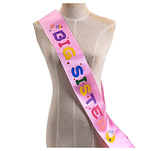 Topfunyy Big sister Sash Pink Stain Baby Shower Sash for Baby Shower Big Sister to Be Party Decorations