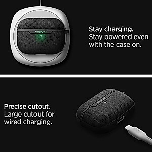 Spigen Urban Fit Designed for Airpods Pro Case Cover with Key Chain, Fabric Case for Airpods Pro - Black