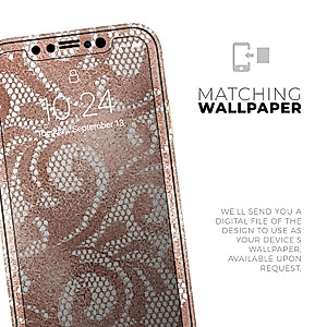 Design Skinz Rose Gold Lace Pattern 14 - DesignSkinz Protective Vinyl Decal Wrap Skin Cover Compatible with The Apple iPhone 12 Pro (Full-Body, Screen Trim & Back Glass Skin)