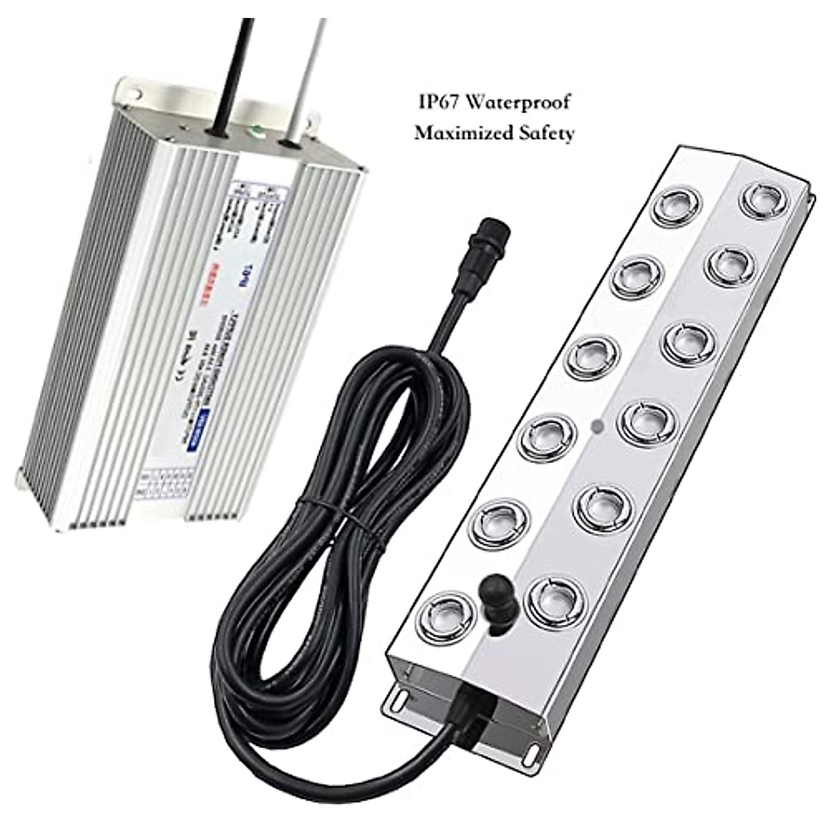 NP Mist Maker 12 Head Fogger Stainless Steel Pond Mister with Waterproof Power Supply & 5M/16.4ft Long Cable Ultrasonic Humidifier for Water Fountain Spray Machine