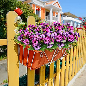 Carfoeny 5 Bundles Artificial Wildflowers Fake Daisy Silk Faux Flowers with Stems Arrangements for Home Outdoor Indoor Vase Kitchen Table Wedding Office Party Garden Decoration (Purple)