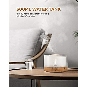 muson Essential Oil Diffuser Sound Machine Combo Diffuser for Aromatherapy Fragrant Oil Cool Mist Humidifier with Natural Sound Music & Warm Night Light, Auto Shutoff, White