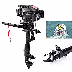 TFCFL 4 Stroke 6.0HP Electric Outboard Motor,Outboard Motor Boat Engine Water Cooling CDI System,Heavy Duty Inflatable Fishing Boat Engine 3.75KW 2500 R/MIN (4 Stroke 6.0HP)