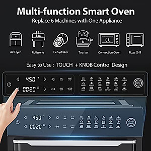 Aeitto 30L Large Air Fryer Toaster Oven Combo,with Rotisserie and Dehydrator, 19-In-1 Digital Convection Oven Countertop Airfryer, Fit 13" Pizza, 9pcs Toast, 6 Accessories, 1800w, Black