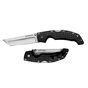 Cold Steel Voyager Large 4" AUS10A Tanto Point Razor-Sharp Blade 5.25" Griv-Ex Handle Everyday Carry Tactical Folding Knife w/Tri-Ad Lock
