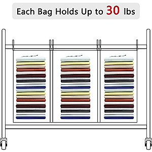Laundry Basket with Wheels, Laundry Hamper 3 Section Removable Hampers for Laundry Organization and Storage, Metal Frame Cart with 90lbs Capacity, Mesh Sided Foldable Bags, No-Screw Simple Assembled