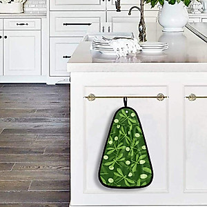 visesunny Cute Green Dragonflies Hand Towel for Kitchen Bathroom Decor Soft Absorbent Cotton Dish Towel with Hanging Loop Botton Cleaning and Drying Washcloth