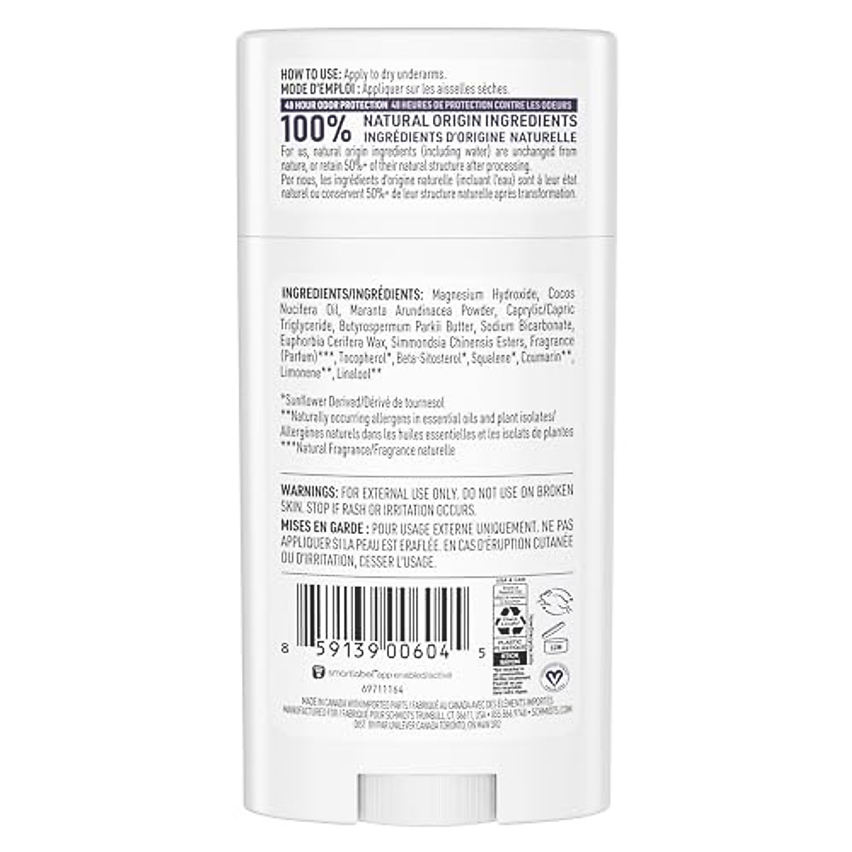 Schmidt's Aluminum-Free Vegan Deodorant Lavender & Sage with 24 Hour Odor Protection, 2 Count for Women and Men, Natural Ingredients, Cruelty-Free, 2.65 oz