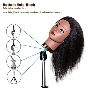 MILLYSHINE Mannequin Head With Human Hair,16",Braiding Styling Doll Head,Beauty School Manikin Head,Curling Dyeing Hairdresser Practice Training Head