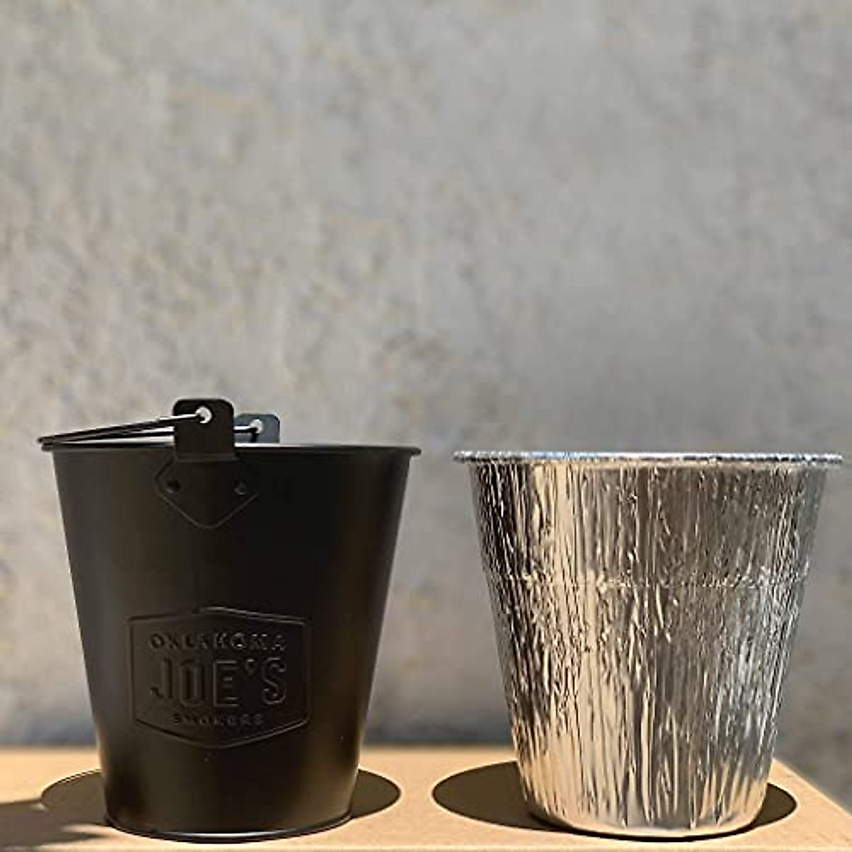 (15 Pack) Grease Bucket Liner Compatible with Pit Boss Grills 67292 Foil, Oklahoma Joe's 9518545P06, Rec Tec Large Bucket & Other Grill Bucket Accessories l 6.3” x 6.0” l Disposable Aluminum