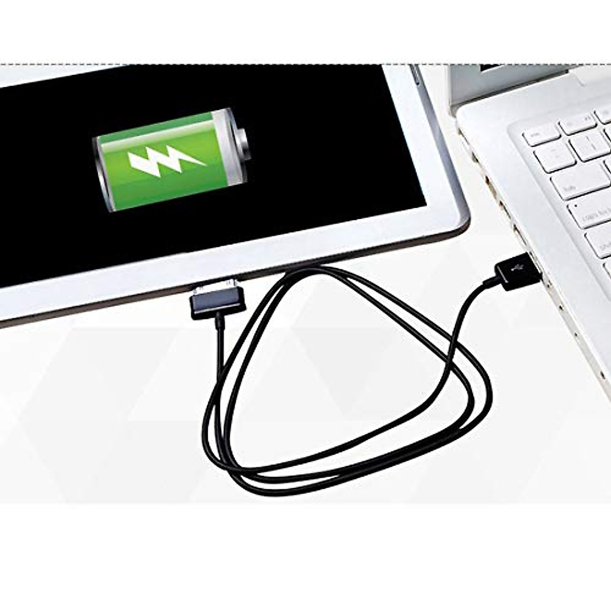 Charging Sync Data Charger Cable Cord-30-Pin Compatible for Samsung Galaxy tab 2 10.1 8.9 7.7 7.0 Plus inch Tablet (Black)