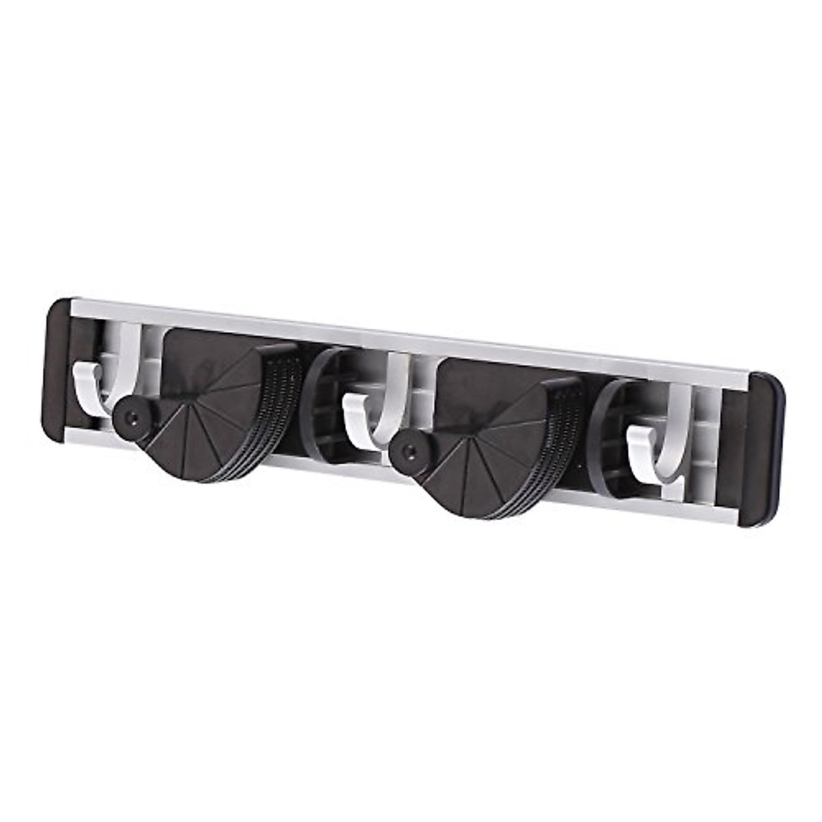 TOGU Mop and Broom Holder Wall Mounted 2 Position Storage Rack with 3 Hooks Holds up to 5 Tools Utility Weatherproof Holder for Garage Storage Systems Broom Organizer,Black