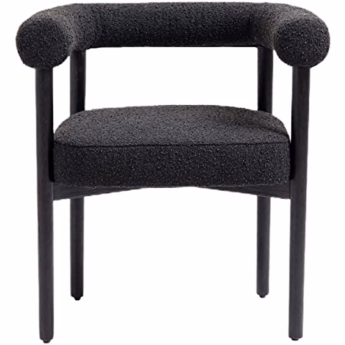Meridian Furniture Hyatt Collection Mid-Century Modern Dining Chair, Solid Wood Finish, Rich Boucle Fabric, 26.5" W x 22" D x 28" H, Black