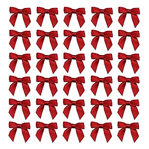 7Rainbows 50pcs Boutique 1.5" Red Satin Ribbon Mini Bows for Craft Sewing Scrapbooking Wedding and Gift Wrapping
