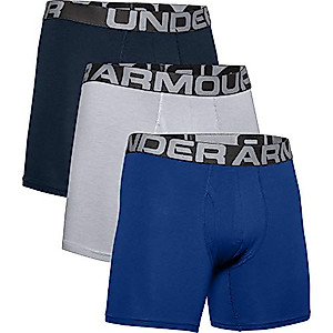 Under Armour mens Charged Cotton 6-inch Boxerjock 3-Pack , Royal (400)/Mod Gray Medium Heather , Medium