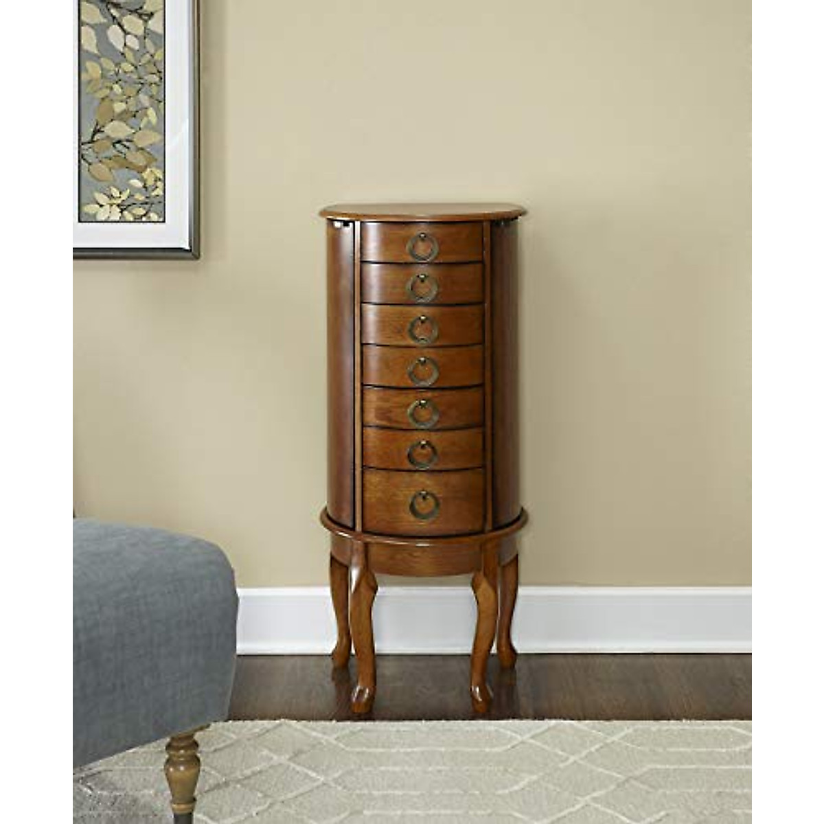 Powell Burnished Oak Jewelry Armoire