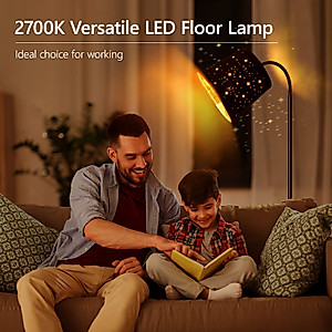 AUQUEE LED Floor Lamp, Standing Lamp for Living Room with Linen Lamp Shade,Adjustable Gooseneck Modern Reading Light,Floor Lamps for Bedroom,Office,Farmhouse,6W LED Bulb Included