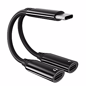 USB C Headphone and Charger Adapter,Audio Charge & Music Type C Splitter Audio and Charging Adapter Support Fast Charging,Call,Music, Compatible for Google Pixel/Huawei/Samsung