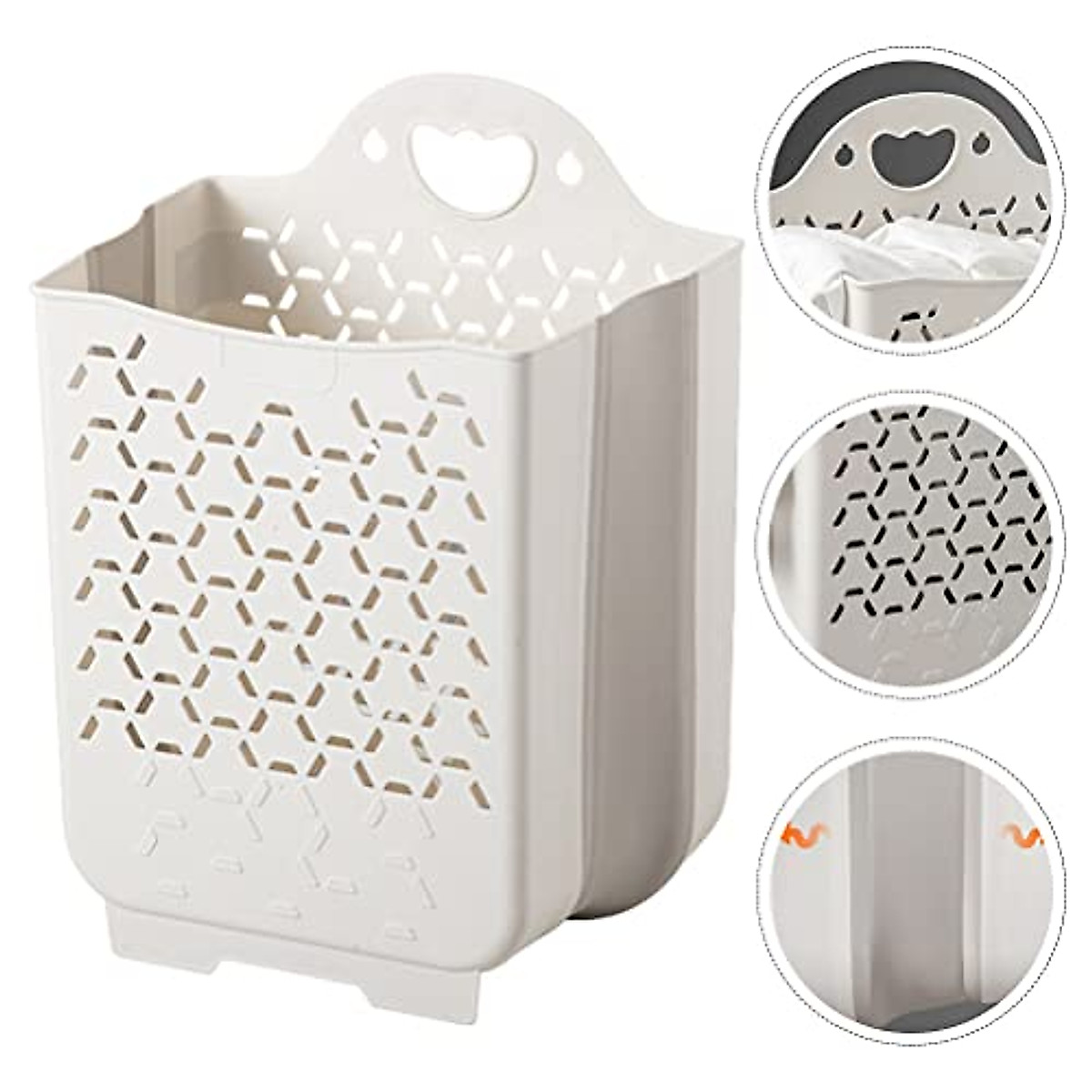 LUOZZY 2 Sets Portable Laundry Basket Collapsible Laundry Basket Wall Mount Folding Laundry Basket, White