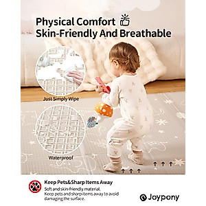 Joypony Foldable Baby Play Mat, 2 in 1 Fabric and XPE Surface Anti-Slip, 79x71x0.6 inch Extra Thick, Ideal for Infants Toddlers Kids Crawling, Non-Toxic, Waterproof Easy to Clean with Storage Bag