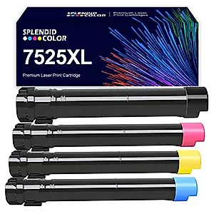 SPLENDIDCOLOR Remanufactured 4PK 7525 Toner Cartridge 006R01513 006R01514 006R01515 006R01516 Replacement for Xerox WorkCentre 7525 7530 7535 7545 7556 7830 7835 7855 7970 Printer.