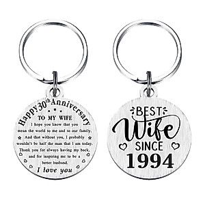 TANWIH 30th Wedding Anniversary Keychain Gifts for Wife, Best Wife Since 1994, 30 Year Anniversary Decoration for Women
