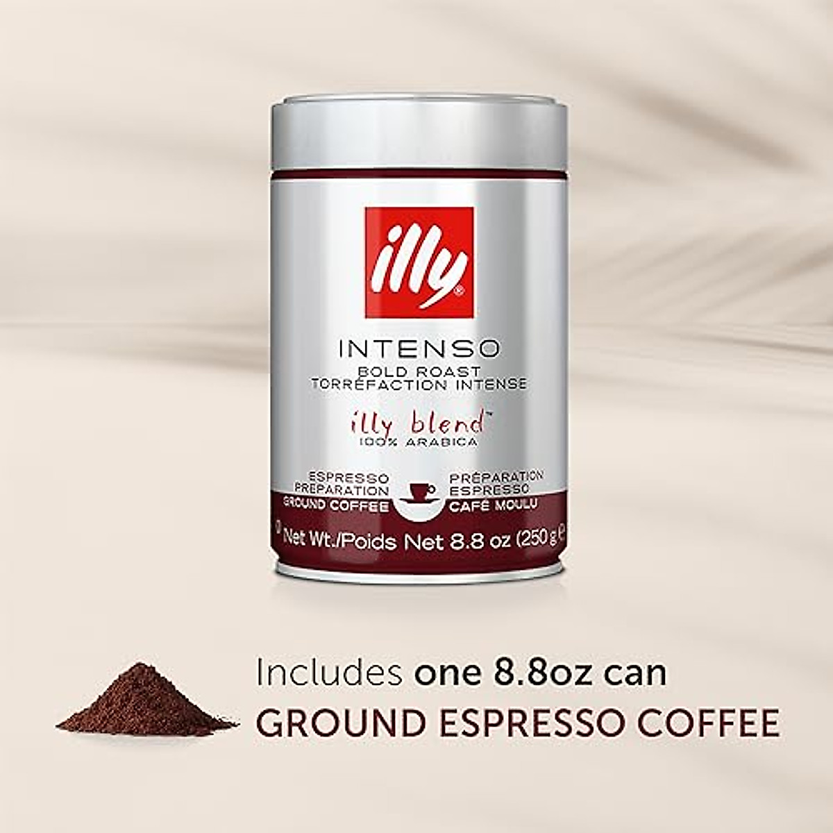 illy Ground Coffee Espresso - 100% Arabica Coffee Ground – Intenso Dark Roast – Warm Notes of Cocoa & Dried Fruit - Rich Aromatic Profile - Precise Roast - No Preservatives – 8.8 Ounce