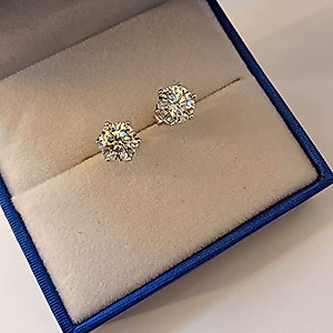 CHASKI Moissanite Stud Earrings 2ct G H I Color 925 Sterling Silver White Gold Plated Earring Women Men Lab Created Diamond Earrings