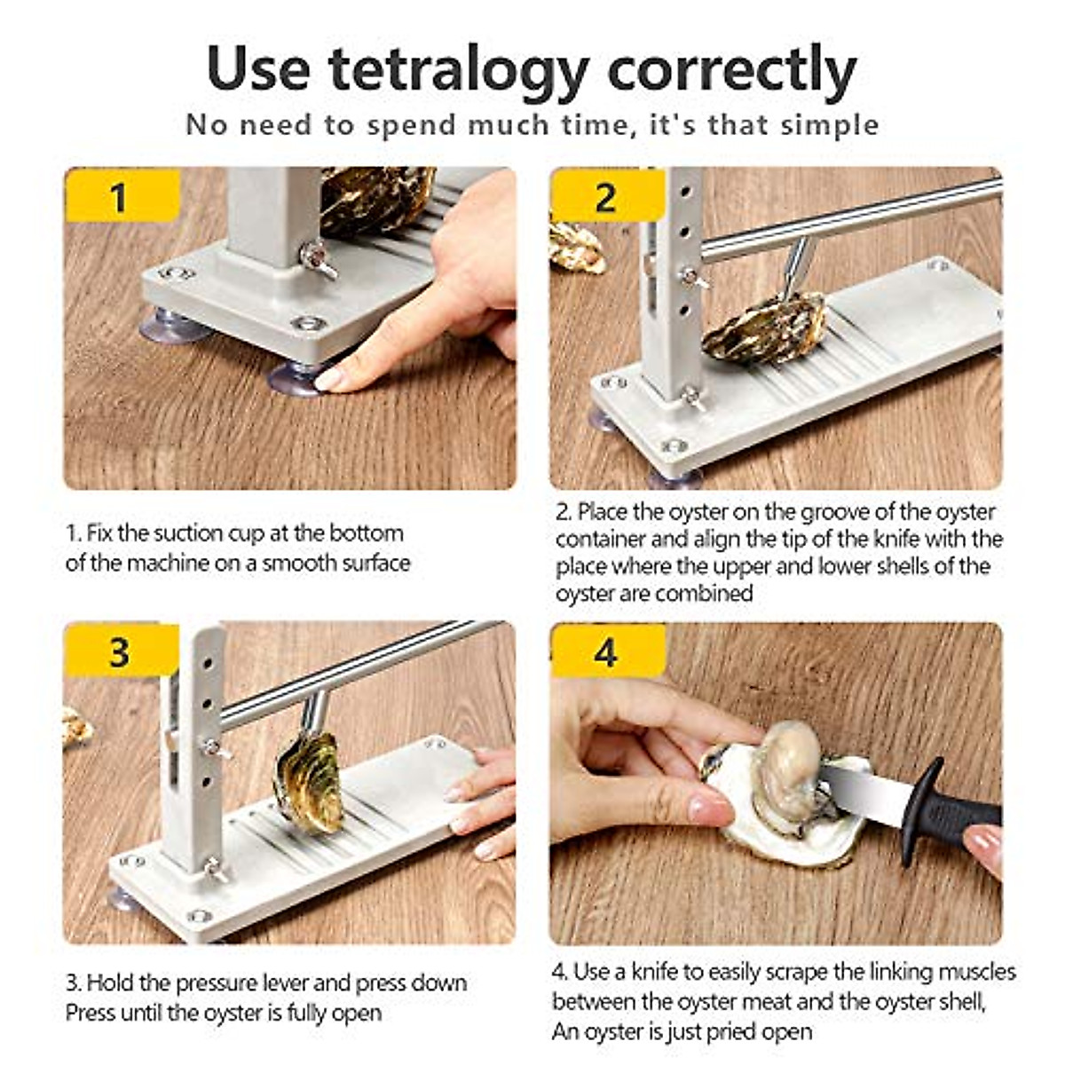 Horizontal Oyster Shucker, Oyster Clam Opener Tool and Knife Set For Hotel & Family Buffet