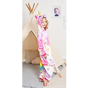 Riverchan Kids Unicorn Onesie Animal Pajamas Halloween Cosplay Costume Sleepwear Gift for Girls and Boys (10-12 Years, PEGASUS)