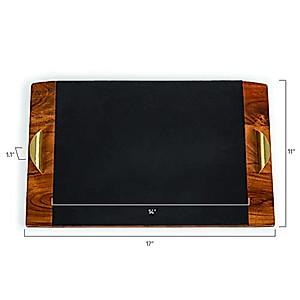 TOSCANA - a Picnic Time brand Covina Slate Serving Tray, Charcuterie Board Set, (Acacia Wood & Slate Black with Gold Accents) Large