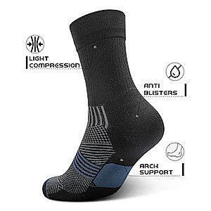 PAPLUS Compression Running Sock for Men and Women 3 Pairs, Cushioned Athletic Crew Socks with Arch Support