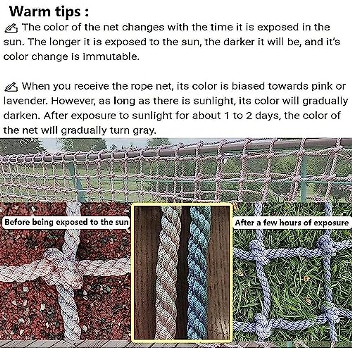 EkiDaz HXRW Rope Net Kids Rope Climbing Net Cargo Netting for Indoor Outdoor Balcony Stairs Protective Safety Net Playground Sets for Backyards (Size : 2 * 4m(6.6 * 12.12ft))